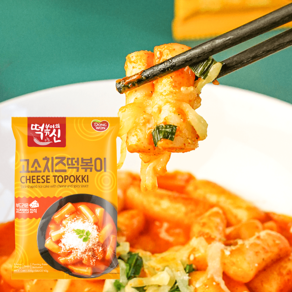 DONGWON Tteokbokki Korean Rice Cake, Topokki with Cheese and Spicy Sau ...