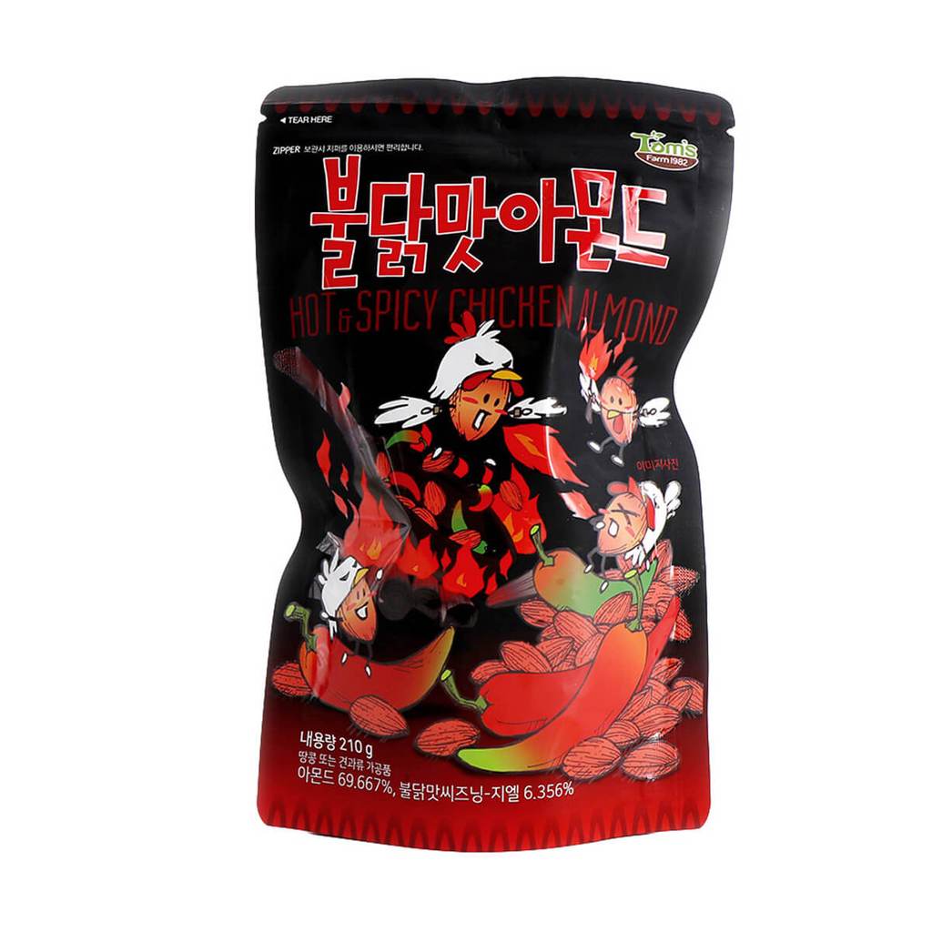 GILIM Tom's Farm Hot & Spicy Buldak Chicken Flavored Almonds 7.27 Oz ...